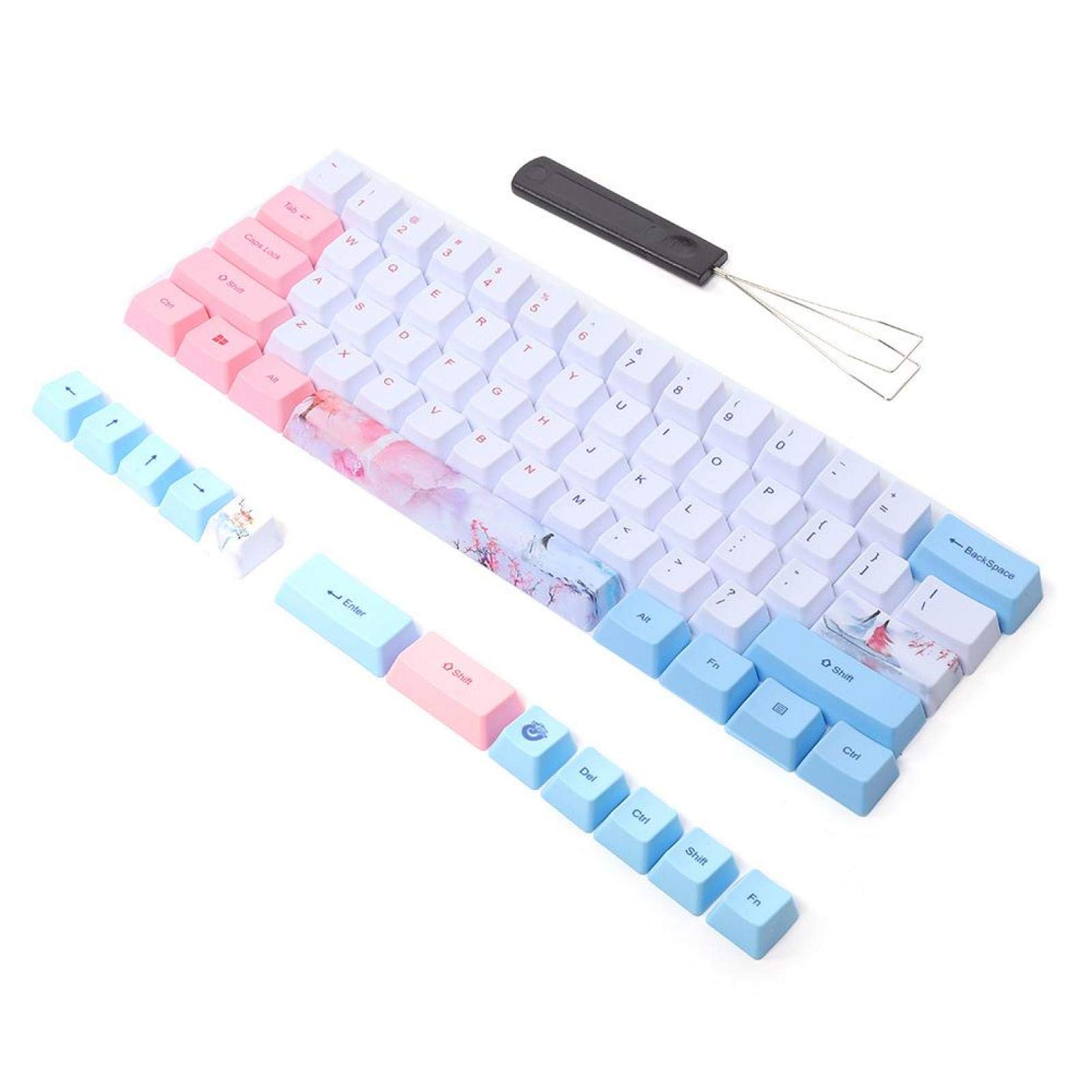 Richer-R PBT Keycaps Set, 73PCs Sublimation Keycaps PBT Mechanical Keyboard Accessory Five-Faced Dyed Anime Style, for MX Switches Mechanical Gaming Keyboard(73 keycap)