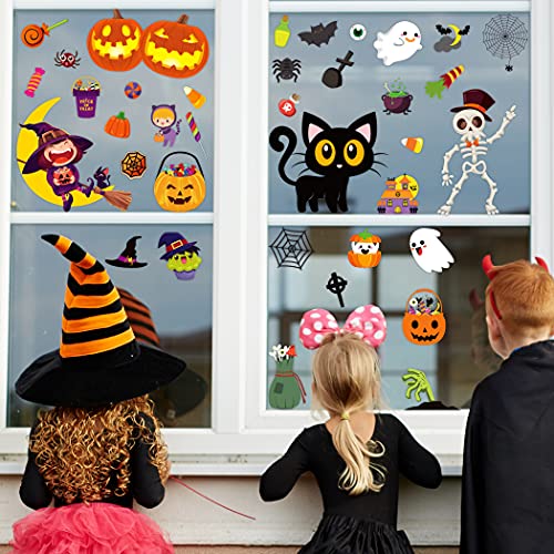 Halloween Window Clings, Cute Halloween Window Stickers, Kids Halloween Window Decals Decorations for Home Office Indoor Ourdoor Decor