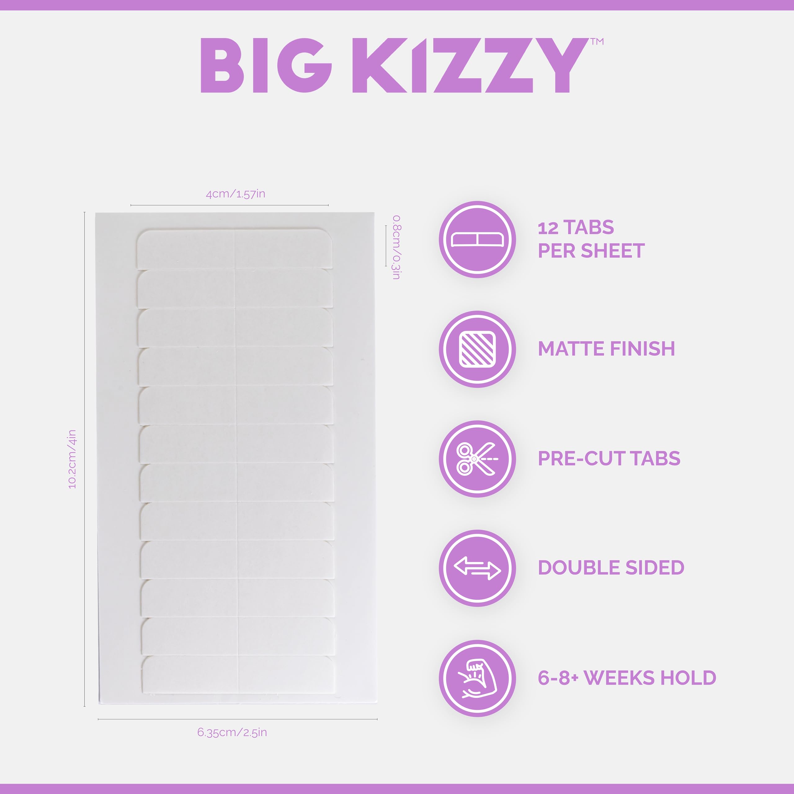 Big Kizzy Hair Extensions Tape - Extra Hold Double Sided - Fits Most Tape in Hair Extensions, 4cm x .8cm Tape for Extensions, Professional Extension Tape