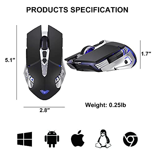 Pink Wireless Mouse, Rechargeable Bluetooth Gaming Mouse Multi Device (3-Mode:BT 5.0/3.0+2.4Ghz) with Side Buttons, RGB LED Backlit, USB Cordless Computer Mice for Laptop/PC/MacBook Pro/iPad (Pink)