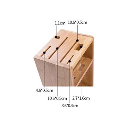 CUJUX Universal Knife Block Bamboo Wood Knife Block without Knives Countertop Knife Holder and Organizer with Wide Slots for Easy Kitchen Knife Storage