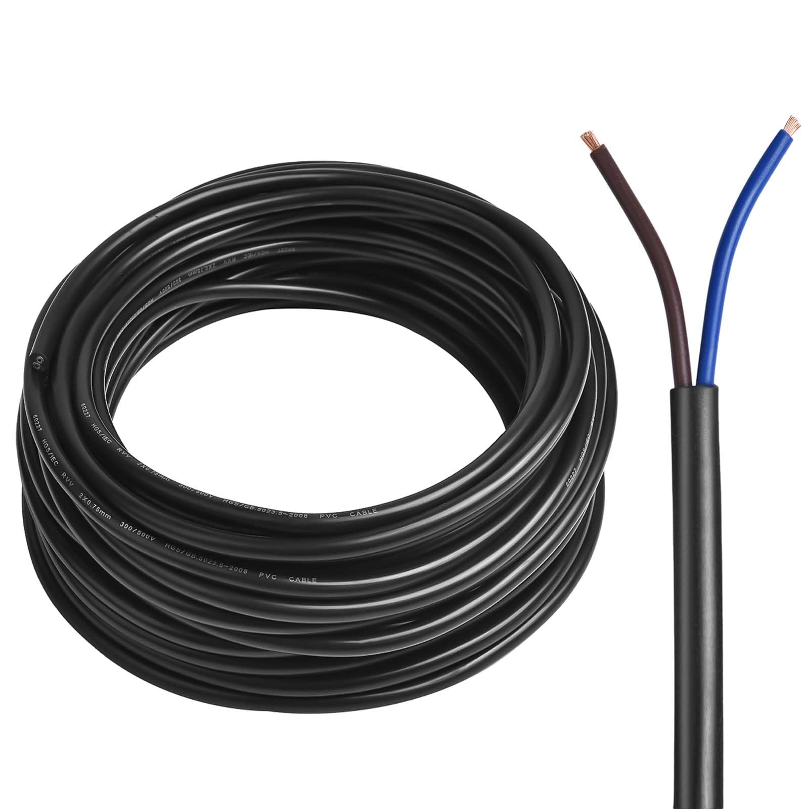 18 Gauge Electrical Wire 2 Conductor, 50FT 18 AWG Electrical Wire Stranded PVC, Oxygen-Free Copper Cable for Outdoor LED Lamp Lighting Strips, Automotive wire,Inverter Wiring (18 AWG -2C-50FT)