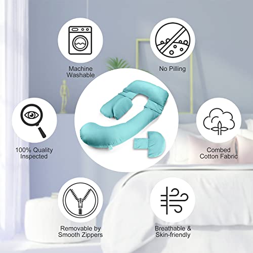 UniNewborn Sleep Better During Pregnancy Maternity Pillow - G-Shaped Support for Neck, Back, Belly, HIPS, and Legs - Removable Washable Cover - Aqua Blue