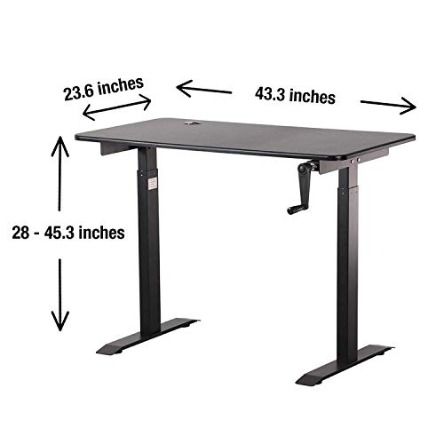 UNICOO - Crank Adjustable Height Standing Desk, Adjustable Sit to Stand up Desk,Home Office Table, Computer Table, Portable Writing Desk, Study Table (Black Top/Black Frame - NTCSET-01-BB)