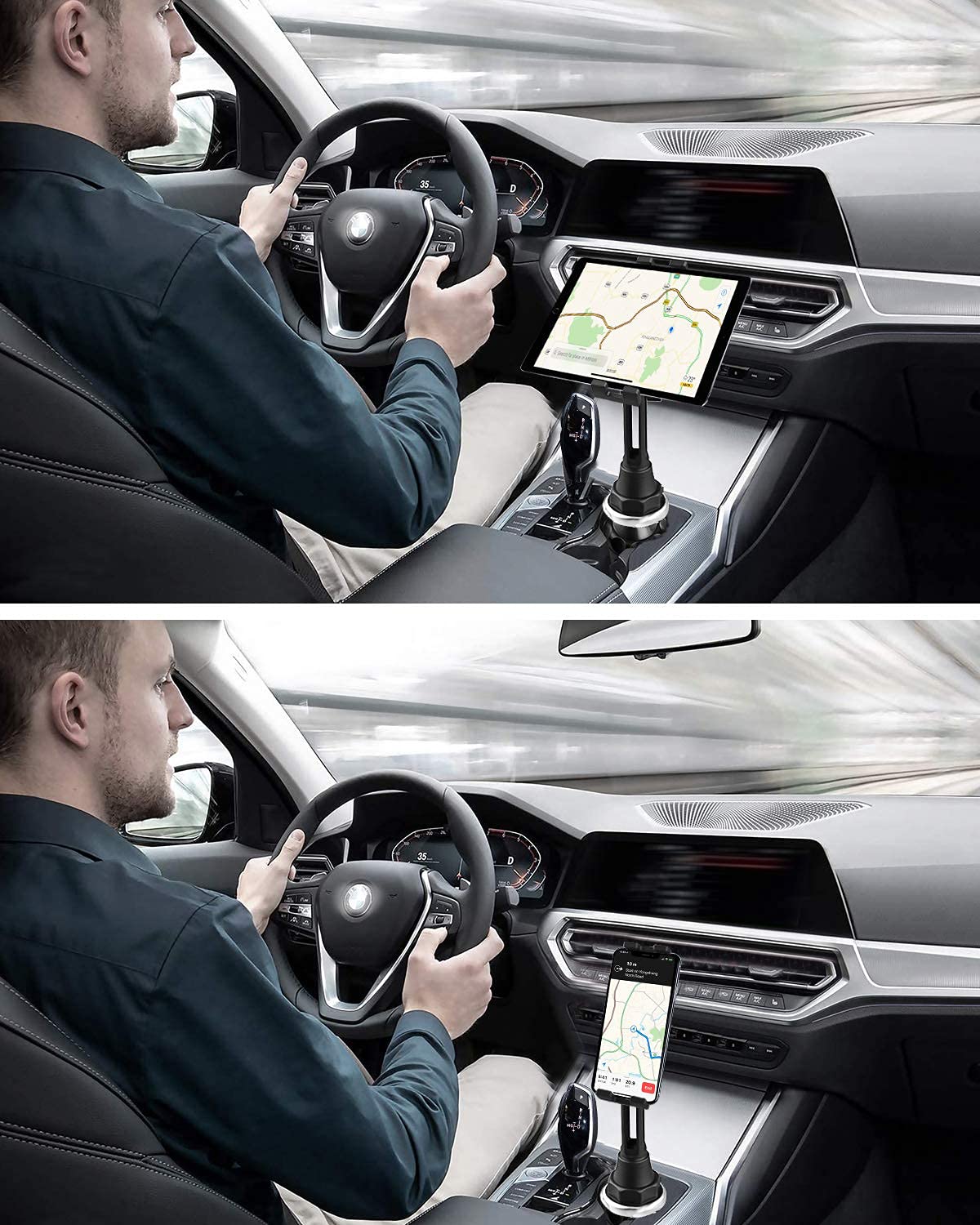 Cup Holder Tablet Mount, woleyi Car/Truck Cupholder Tablet Holder Stand with Adjustable Arm, Compatible with iPad Pro/Air/Mini, Galaxy Tab/Z Fold, Fire HD, iPhone, More 4.7-13" Cell Phones and Tablets