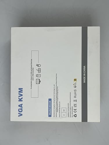 VGA KVM Switch 4 Port, USB VGA KVM Switcher for 4 Computers Share 1 Monitor 3 USB Devices Keyboard Mouse Scanner Printer, Including 4 KVM Cables & Desktop Control