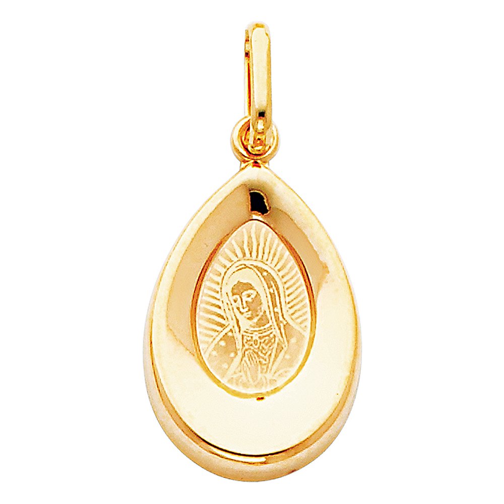 14k REAL Yellow Gold Religious Our Lady of Guadalupe Charm Pendant