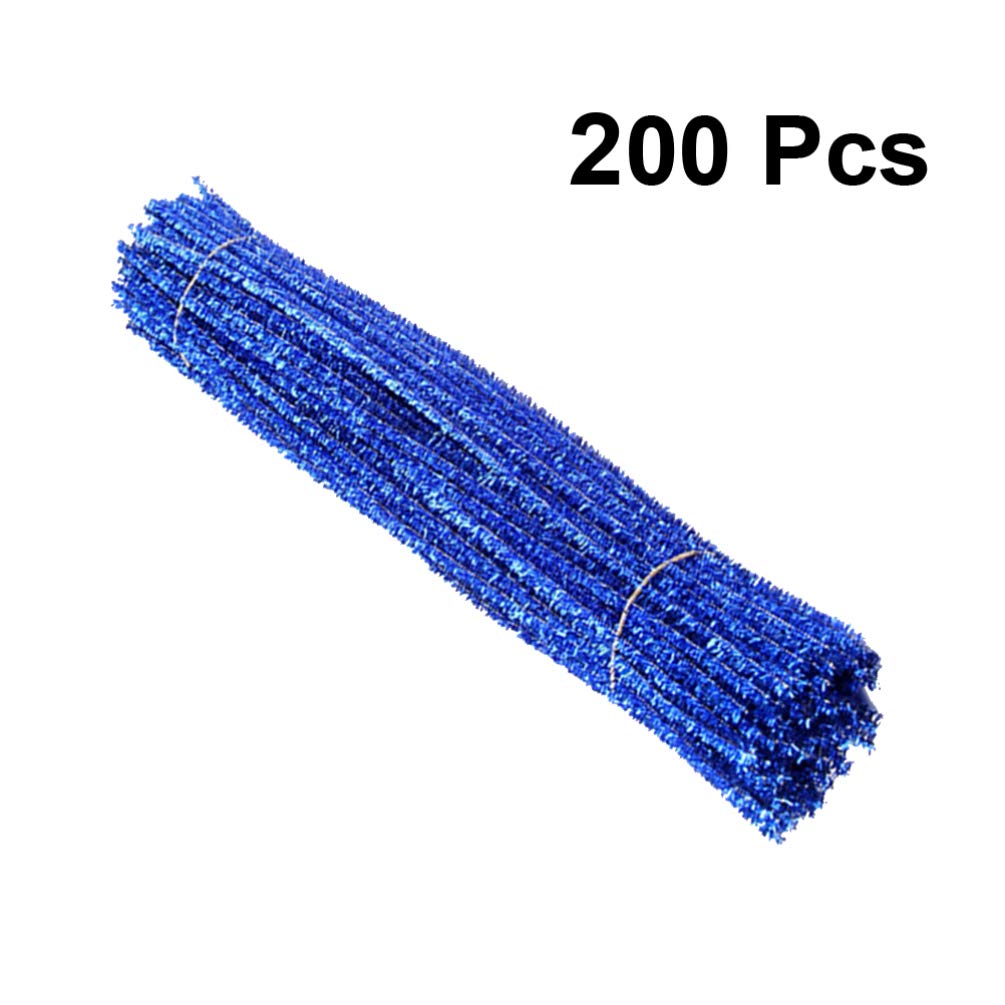 200pcs Glitter Cleaners Cleaners Chenille Stem Christmas Glitter Cleaners for DIY Art Craft Christmas Decoration (Blue)