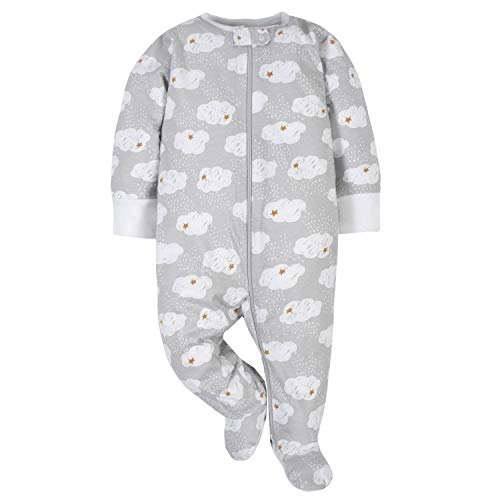 Gerber Unisex Baby 4 Pack Sleep 'N Play Footie Sheep Grey Newborn