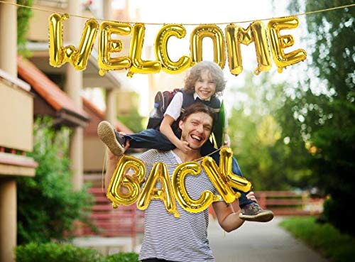 Treasures Gifted Gold Welcome Back Balloons - 16 Inch Welcome Back Decorations for Office, School, Home & More - Welcome Home Balloons, Welcome Home Decorations - Welcome Back Banner for Office & Home