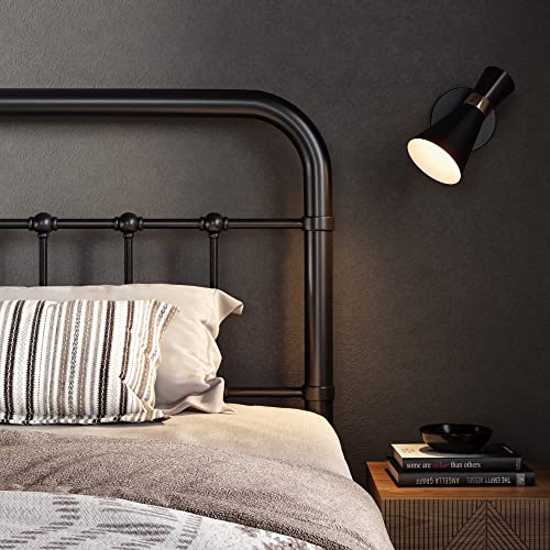 Allewie King Size Metal Platform Bed Frame with Victorian Style Wrought Iron-Art Headboard/Footboard, No Box Spring Required,Black
