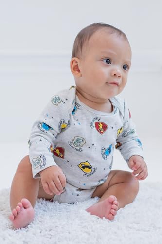 Harry Potter Hogwarts Newborn Baby Boys 5 Pack Long Sleeve Bodysuits Multicolor 6-9 Months