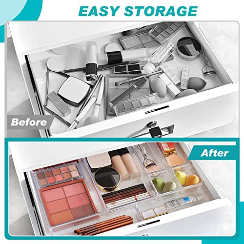 25 Piece - Non-Slip Drawer Organizer Bin Set- Clear bins