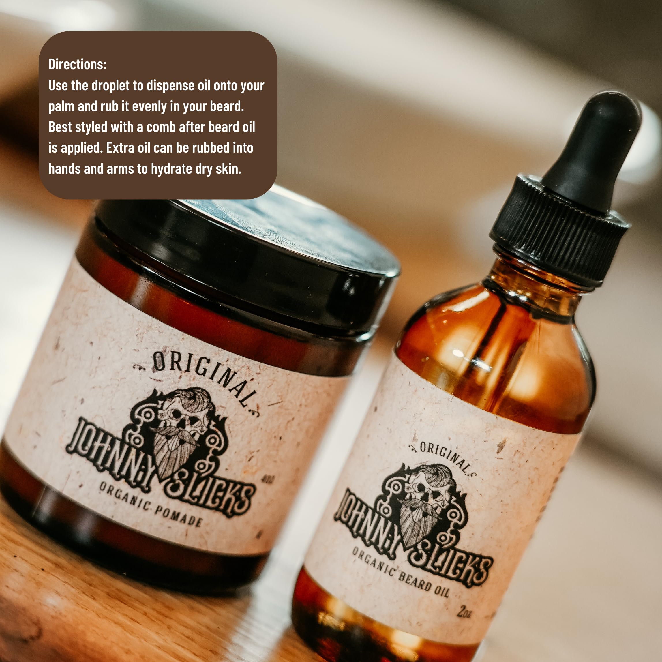 Johnny Slicks Organic Beard Oil | Moisturizes, Reduces Dry Skin & Itch | US Made, Veteran Owned (Chemical-free w/Tea Tree, Jojoba, Coconut & Argan), Original