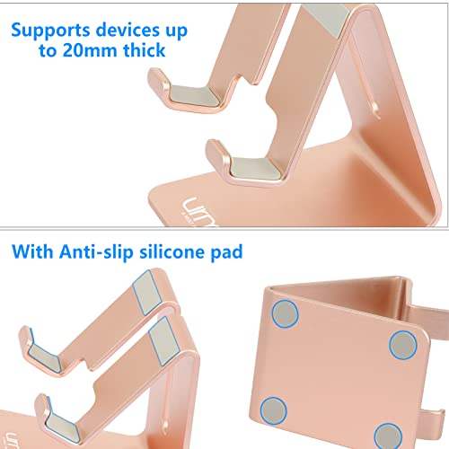 Urmust Cell Phone Stand for Desk Phone Holder Dock Cradle Stand for iPhone 14 13 12 11 Pro Max X Xr 8 Plus 7 6,Tablet(4-10in) [2023 Updated Version] Gold