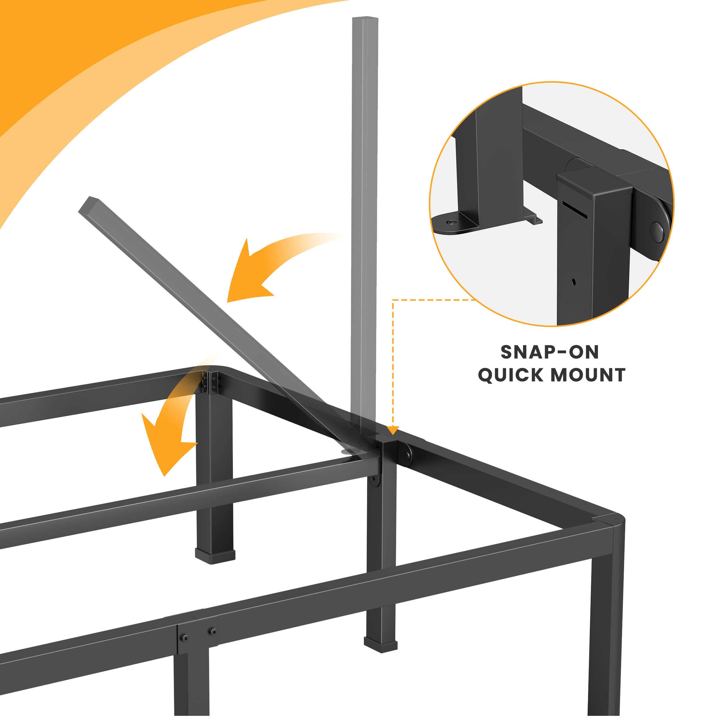 14 Inch Full Size Platform Bed Frame with Under-Bed Storage Space, Heavy Duty Metal Bed Frame No Box Spring Needed, Sturdy Round Corner Bed Frame Strong Bearing Capacity, Easy Assembly, Noise Free