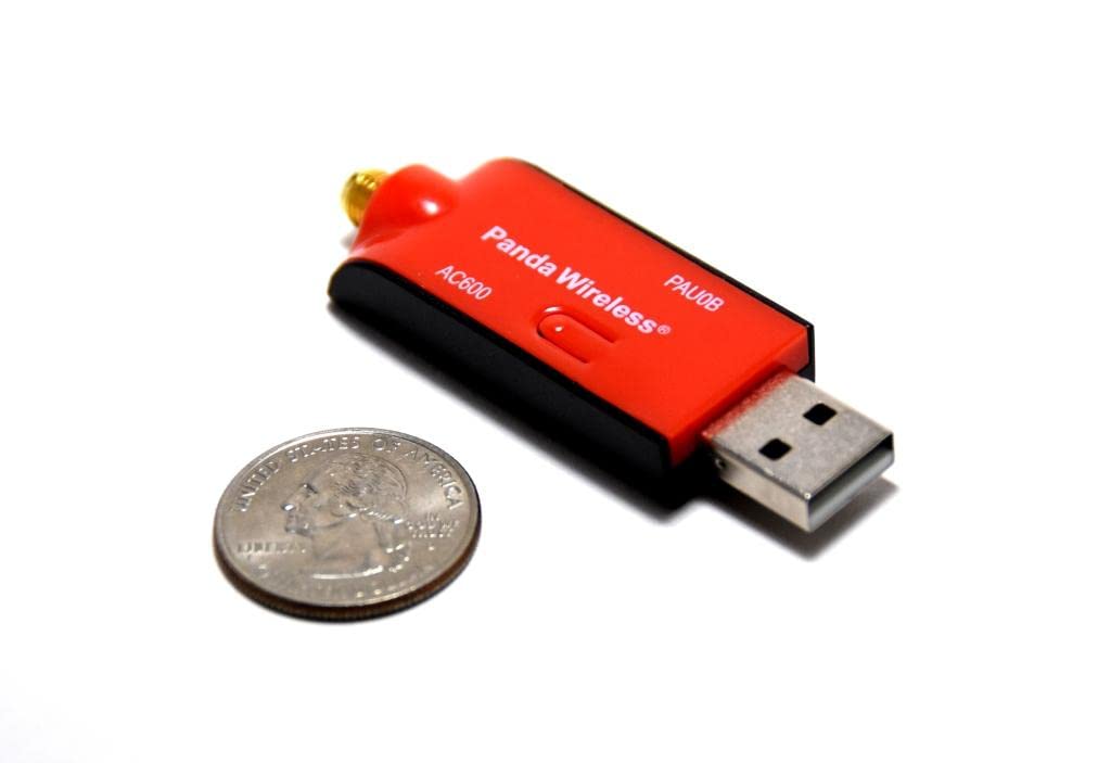 Panda Wireless® PAU0B AC600 Dual Band (2.4GHz and 5GHz) Wireless N USB Adapter W/High Gain Antenna - Windows 7/8/8.1/10/11, Zorin, Mint, Ubuntu, openSUSE, Fedora, Kali Linux and Raspbian