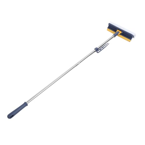 2 in 1 Long Handle Tile & Grout Scrubber Brush - Stiff, 180° Rotating Head - Bathroom & Kitchen Cleaning Tool (Dark Blue)