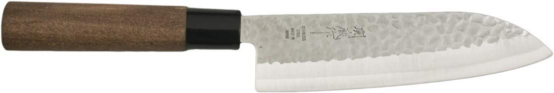Hinomaru Collection Sekizo Japan Quality Stainless Steel Santoku Multi Purpose Chefs Knife 11.75" Itamae Sushi Chef Knife With Wooden Handle Made In Japan (Hammered Blade)