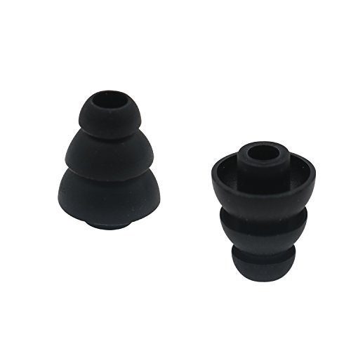 ALXCD Triple Flange Ear Tip, 6 Pairs S/M/L Size Triple Three Flange Noise Isolation Silicone Earbuds Tips with 4mm Connector Hole, Fit for Most in Ear Earphone (Black)[S/M/L]