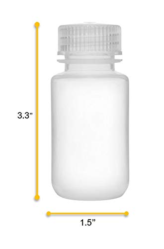 EISCO 12PK Reagent Bottles, 60ml - Wide Mouth with Screw Cap - Polypropylene - Translucent Labs