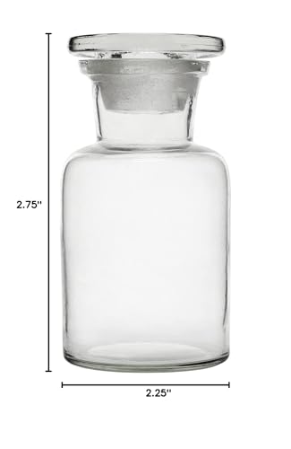 EISCO Reagent Bottle, 125ml - Wide Neck - Includes Tight Fitting Glass Stopper - Soda Glass Labs