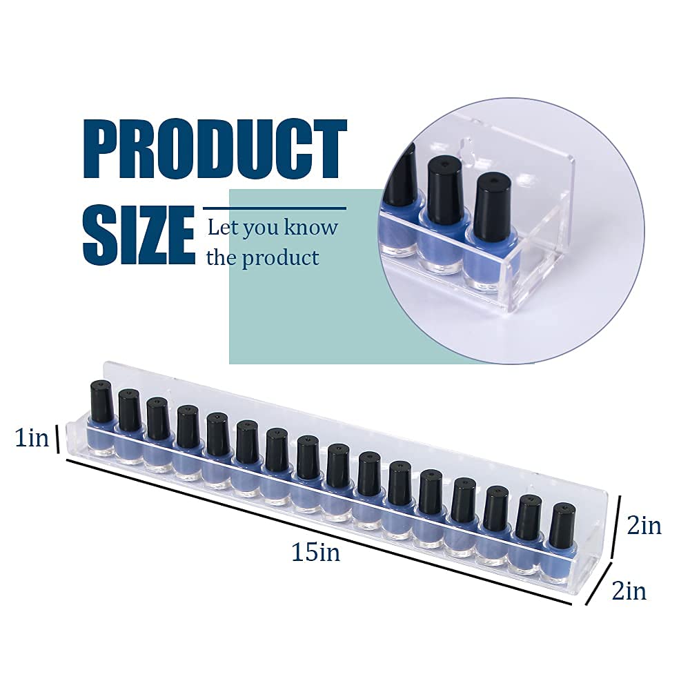 Coward 6 Piece Acrylic Nail Polish Organizer Rack Wall Mounted, Essential oil Display Stand, Alcohol ink Paint Storage Holder, displays 90 Bottles
