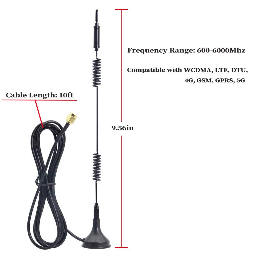EJOYS Dual Band WiFi 2.4GHz 5GHz 5.8GHz 12dBi Magnetic Base SMA Male Antenna for WiFi Router Signal Booster Repeater Range Extender Wireless Network Card USB Adapter Security IP Camera- 2Pack