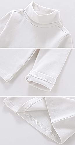 HAXICO Unisex Girls Boys Long Sleeve Crewneck T-Shirt Tee Toddler Turtleneck Cotton Basic Warm Tops Shirts 2-8 Years White