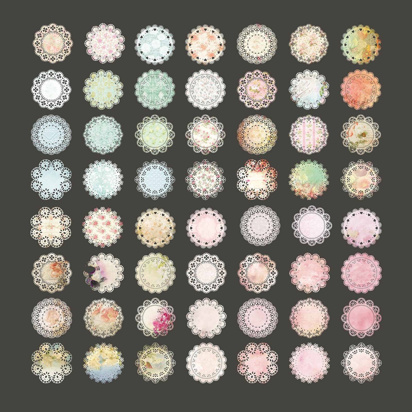 120 Pcs Lace Paper Decoupage Paper Round Lace Paper Lace Table Doilies for Aesthetic Journals Junk Journal Planners Vintage Journaling Supplies Crafts(A)