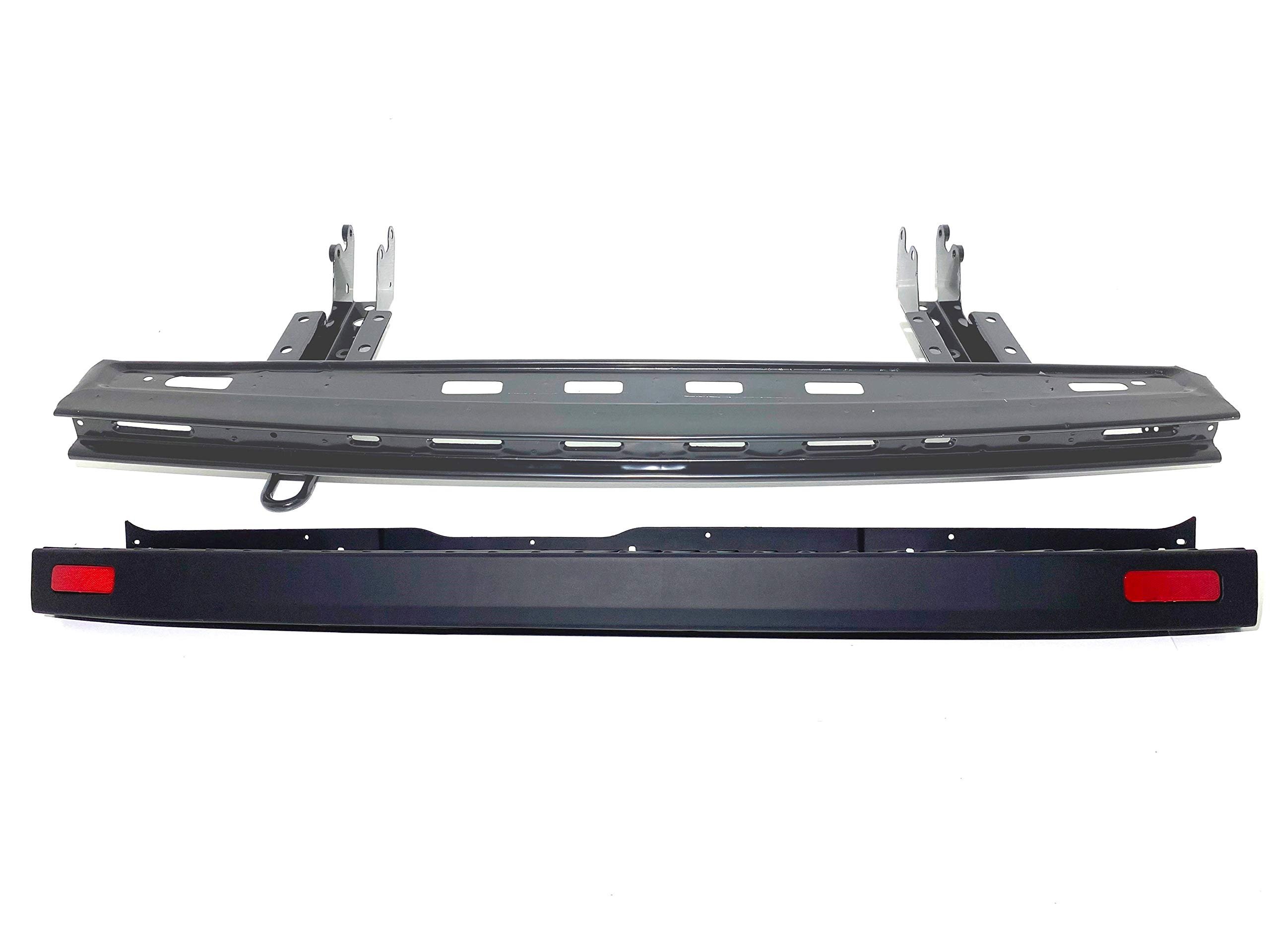 2015 2016 2017 2018 2019 2020 2021 2022 2023 2024 Compatible With Ford Transit 150 250 350 350HD Rear Bumper Cover Without Sensor Holes, Reinforcement Bracket, Left Right Reflectors