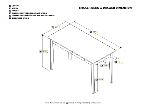AFI, AH12114, Shaker Desk with Drawer and Charging Station, Walnut