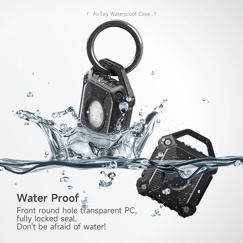 2PCS Waterproof AirTag Holder Case with Keychain, Screw Full Cover, Durable, Anti-Scratch, Fully Enclosed, Secure Holder Case Protect for Apple AirTag Tracker (A-Mold)