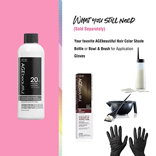 AGE beautiful 20 Volume Gentle Creme Hair Developer | For Permanent Hair Color Dyes, Toners, Lighteners | Professional Salon Coloring | Long Lasting Haircolor | 4 Fl Oz