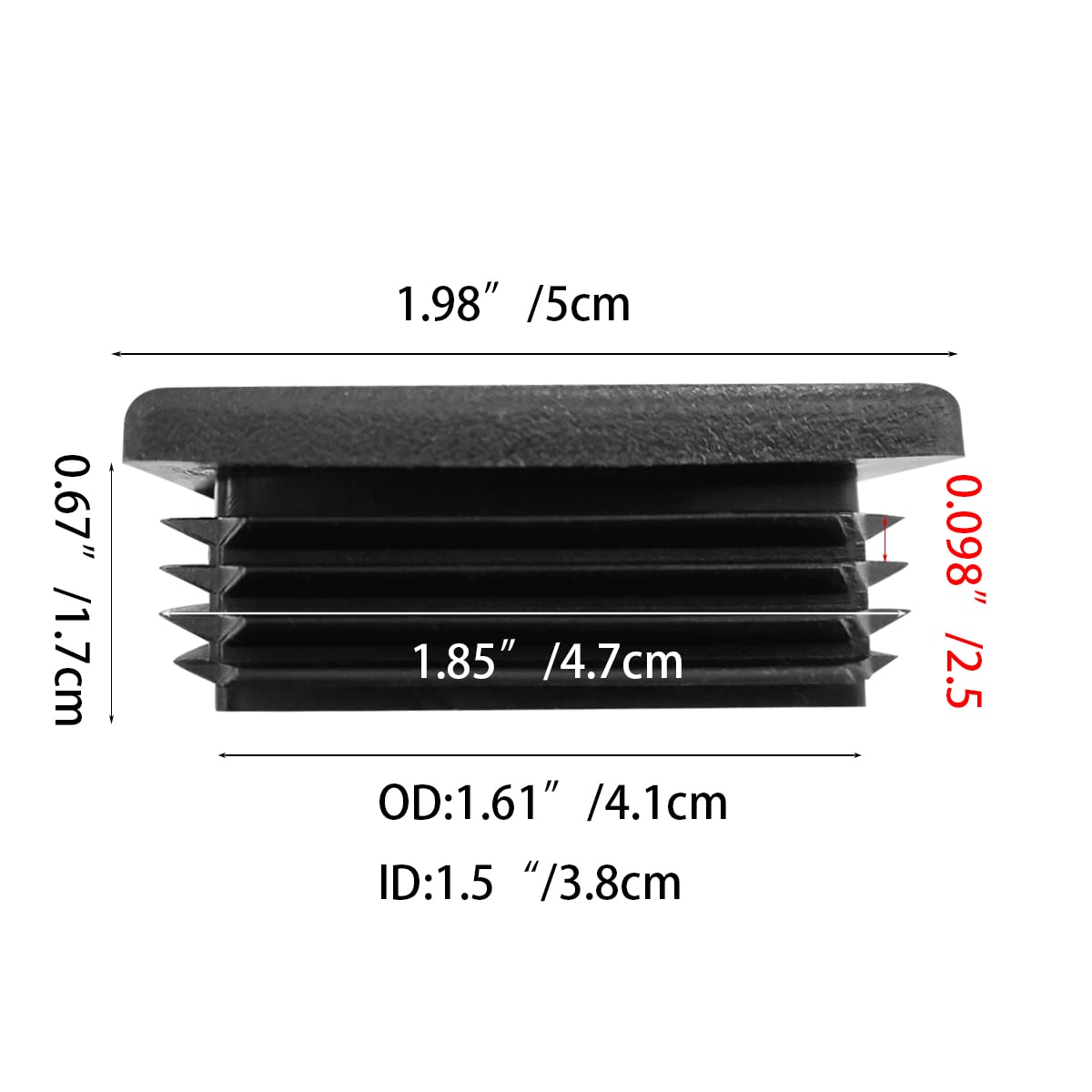 2 Inch Square Tubing Plastic Plugs End Cap Fence Post Pipe Cover Tube Chair Glide Insert Finishing Plug 10 Pieces