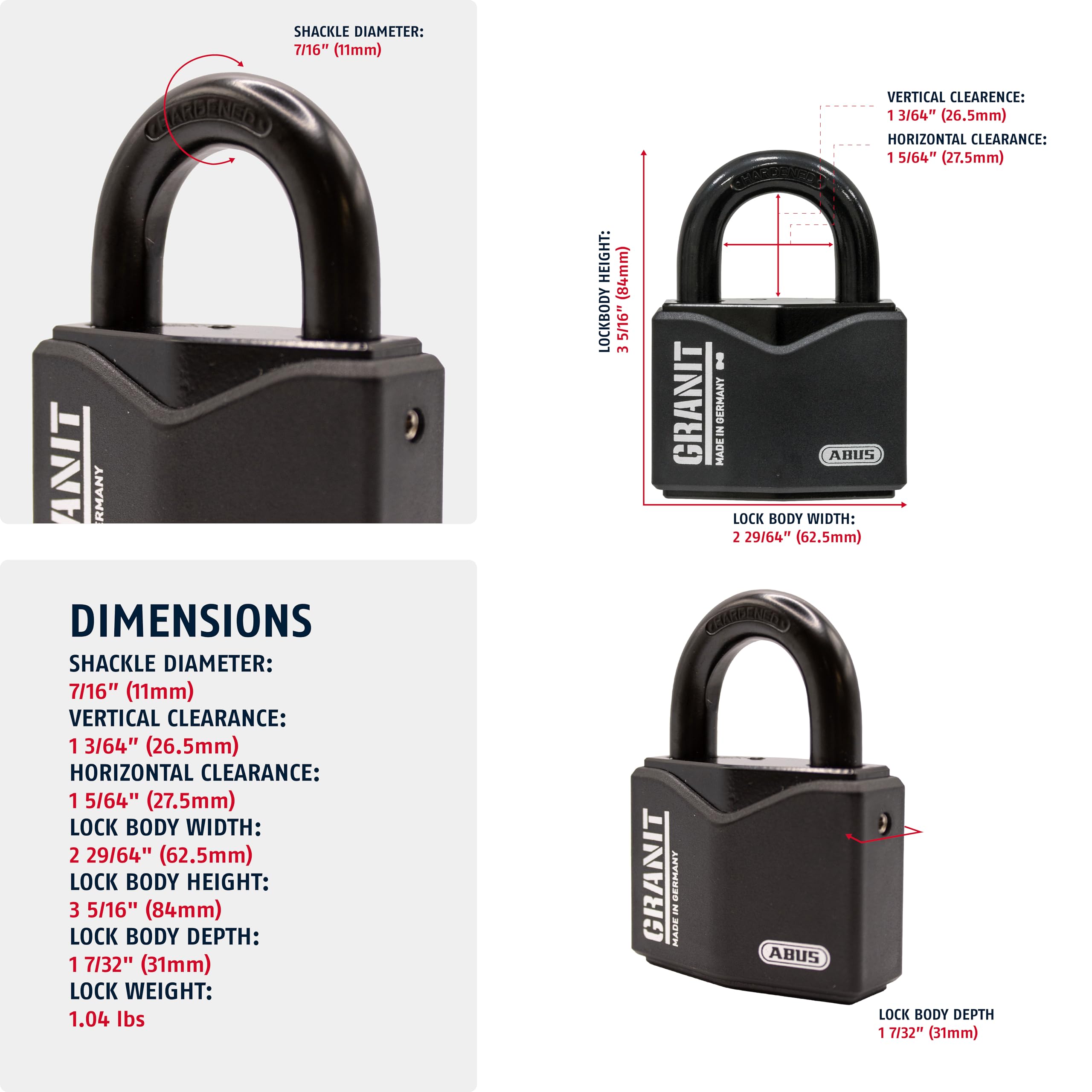 ABUS 37/55 RK KA Granit Alloy Steel Padlock Keyed Alike (Code 5544653)
