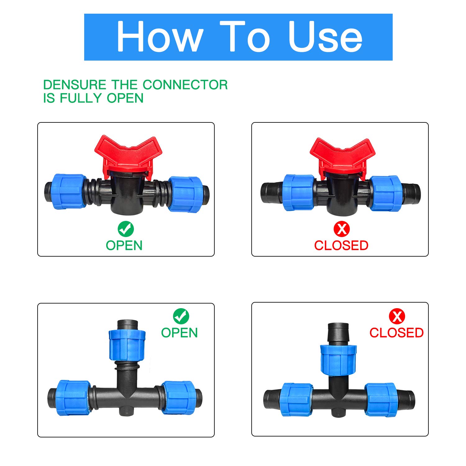 JTooloife 12 Pieces Drip Irrigation Elbow 1/2 Inch Universal Adapter Drip Tubing Fittings Connector Barbed Locking Fitting Fits Most 16-17mm Drip Tape and Tubing (12, Elbow)