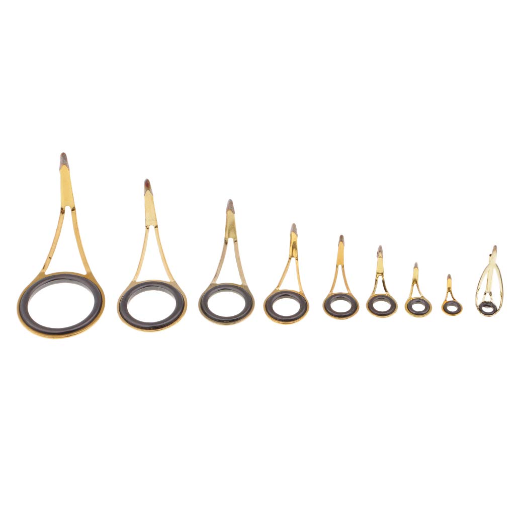 18 Pieces Fishing Rod Guides Tip Set for Rod Building Repair Kit 9 Sizes