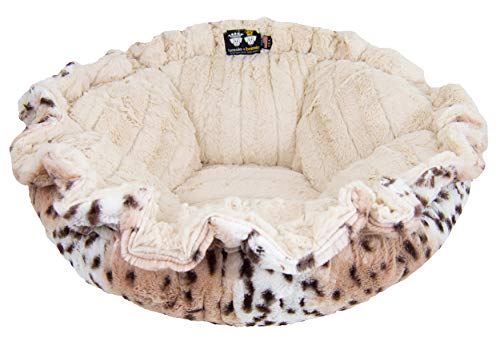 Bessie and Barnie Ultra Plush Aspen Snow Leopard/Natural Beauty Luxury Deluxe Dog/Pet Cuddle Pod Bed