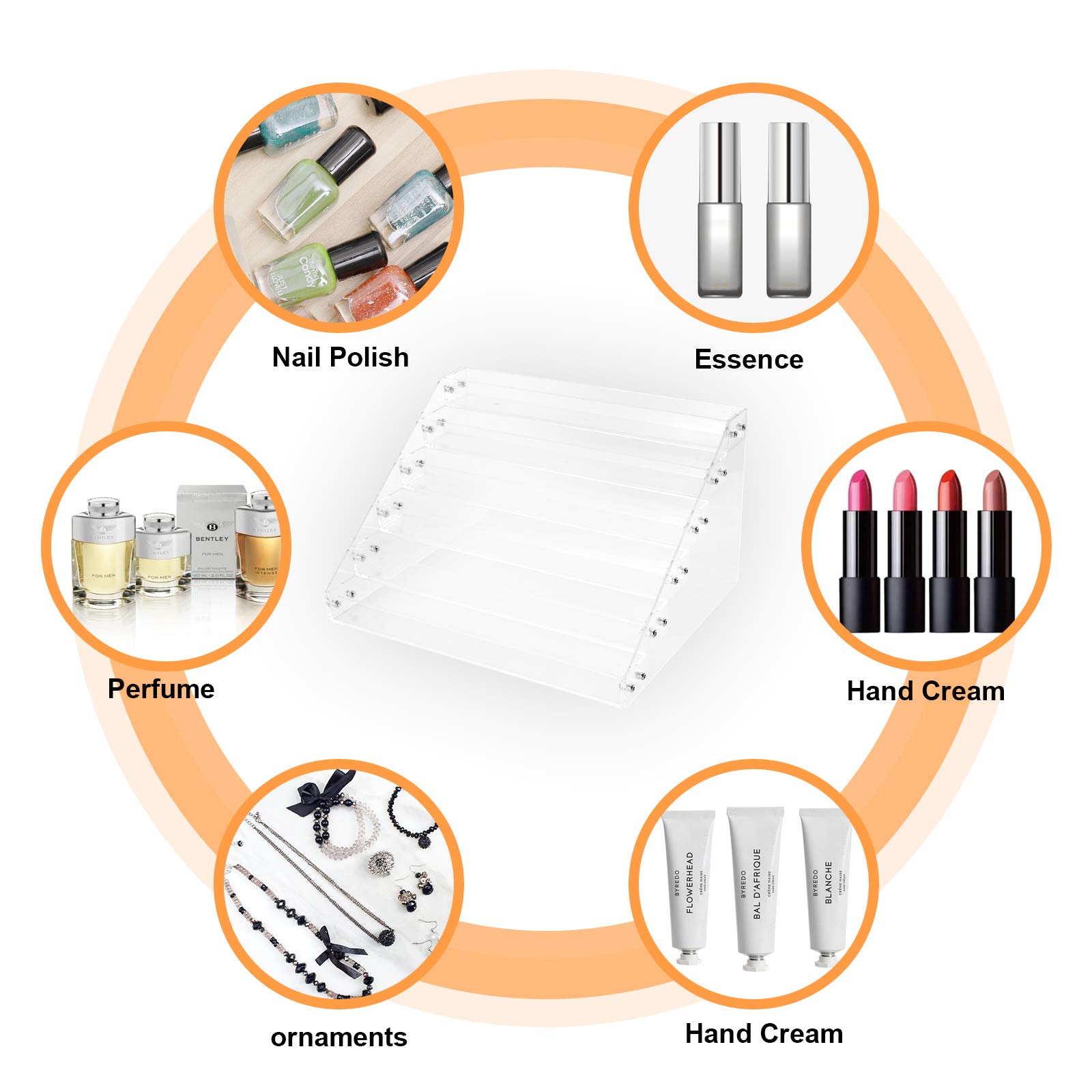 BTremary Clear Nail Polish Paint Organizer Holder Rack Shelf 6 Tier Acrylic Tattoo Ink Essential Oil Display Stand Holds Up to 48-96 Bottles for Table (Fit 1-2oz Bottles)