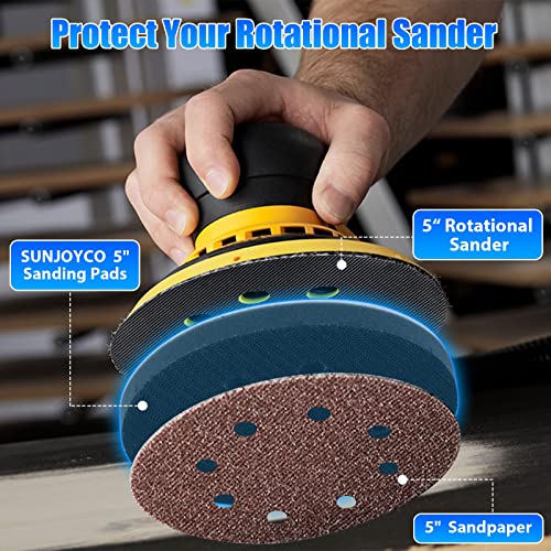 6 Pack Interface Buffer Pads, 5 Inch 8 Holes Hook and Loop Soft Sponge Cushion Buffer Backing Pads Orbital Sander Foam Pad, Foam Interface Sanding Pads for Orbital Sander Automotive Polishing Machine