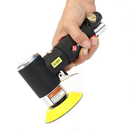 2inch 3inch Mini Air Sander Mini Orbital Air Sander Air Dual Action Sander Air Polisher Kit for Auto Body Work (Black 2''3''air sander)