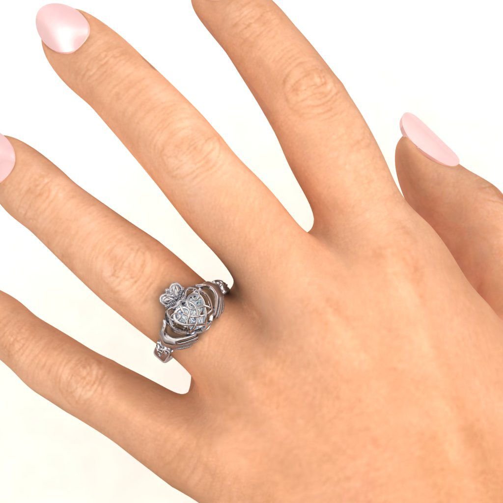 14K Rose Gold Caged Hearts Celtic Claddagh Ring by JEWLR