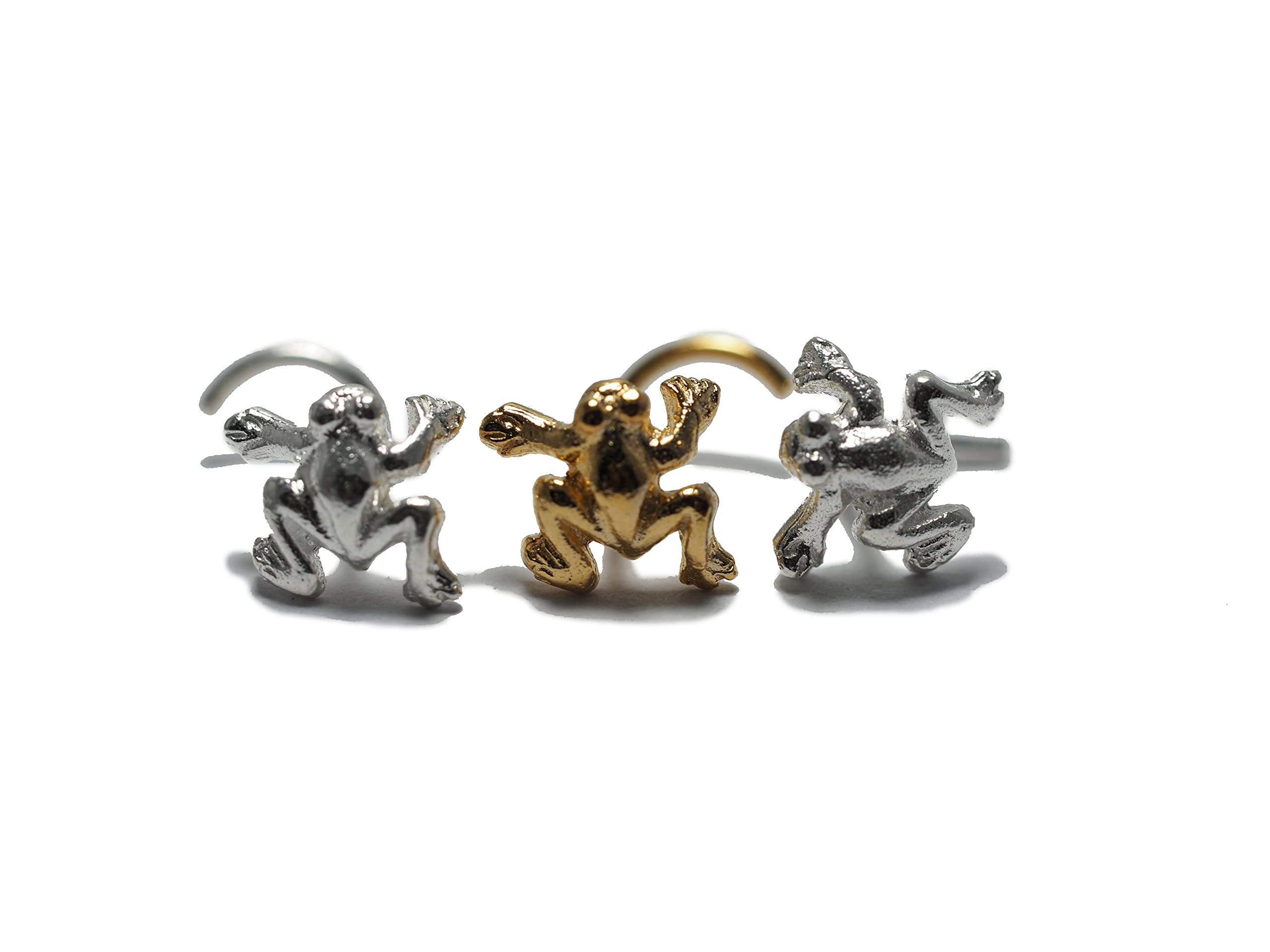 18, 20 Gauge sterling silver Frog Earring, nose stud/Jewelry Nose Stud, Silver Nose ring, Nose Piercing, Body Jewelry (18 gauge/silver L bend)