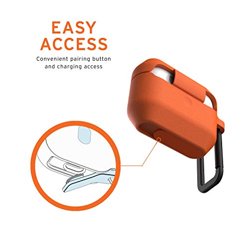 URBAN ARMOR GEAR UAG Compatible with AirPod Pro Case Full-Body Protective Soft-Touch Silicone Case with Detachable Carabiner, Standard Issue Silicone_001, Orange