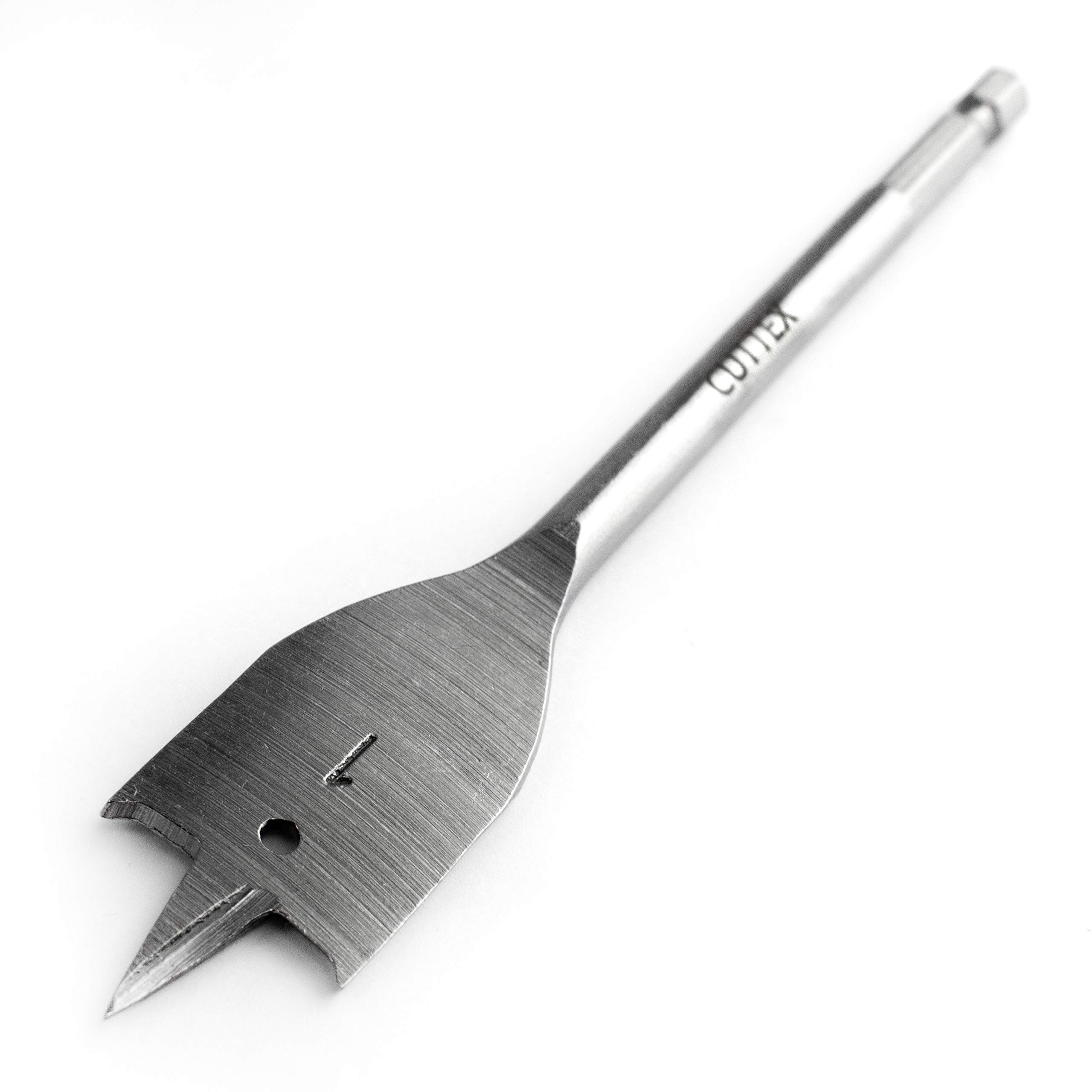 CUTTEX TOOLS Spade Drill Bit Set, 6 Pcs Drill Bit for Woodworking, 3/8" to 1", Full Set, Paddle Flat Bits, Nylon Storage Pouch Included