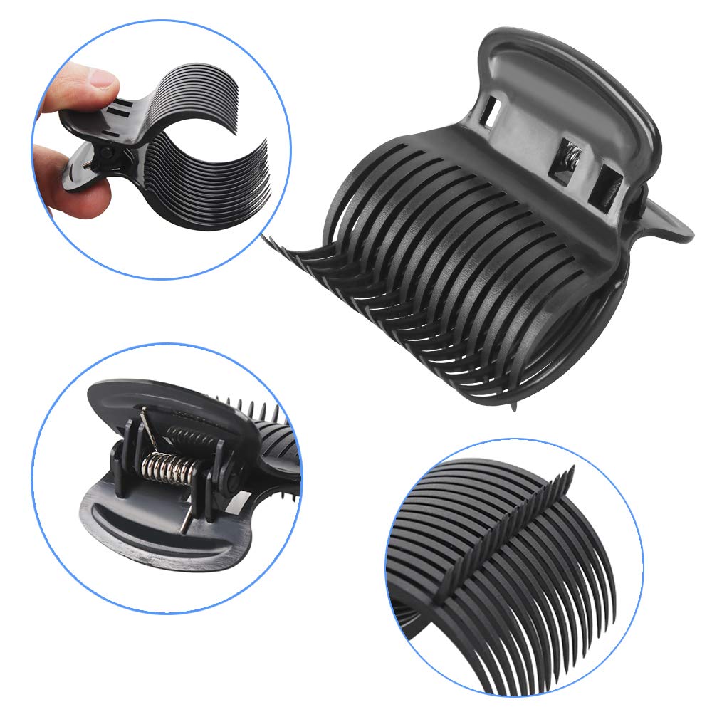 18 Pieces Hot Roller Clips Plastic Hair Curler Claw Clips Replacement Roller Clips for Small, Medium, Large and Jumbo Hair Rollers (Black)