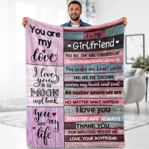 Aimego Gifts for Girlfriend, Anniversary Day Gift for Her, Girlfriend Birthday I Love You Romantic Gifts Ideas for Her, Girlfriend Gifts from Boyfriend on to Girlfriend Blanket for Bed Couch