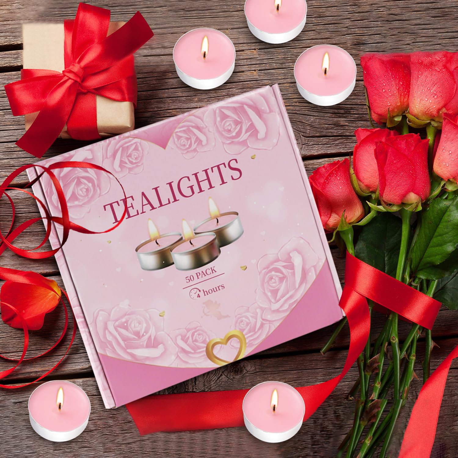 4 Hour Scented Tealight Candles 100 Pack, Cherry Blossom Votive Candles Set for Home Scented, Fragrance Candle for Restaurant Dinner Weddings Baby Showers(Black)