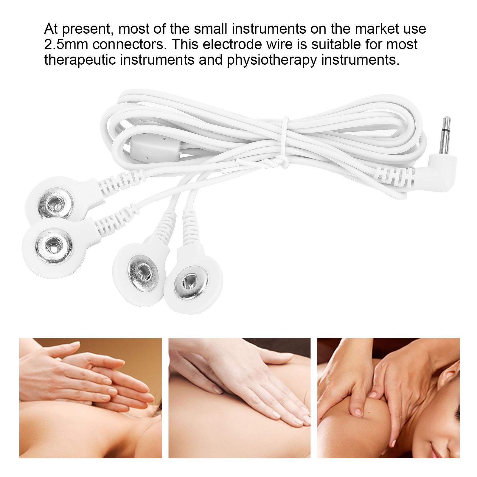 Sonew 10pcs DC 2.5mm 4 Button Electrode Wire Cable, Compatible Wires for Digital TENS Massage Machine